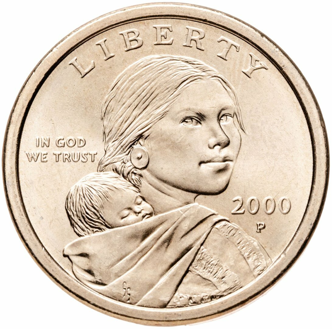 США 1 доллар dollar 2000 P Sacagawea dollar Сакагавея доллар - парящий орёл знак монетного двора "P" - Филадельфия, Медь, в сохранности UNC