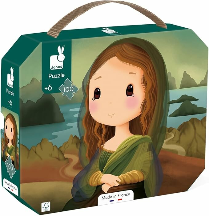 Пазл для детей Janod - Пазл "Мона Лиза" в чемоданчике с ручкой, 100 эл. - J02579