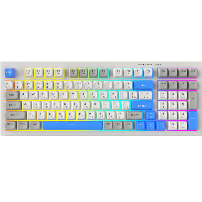 Клавиатура Ritmix RKB-598BL Gray , 98кл . подсветка