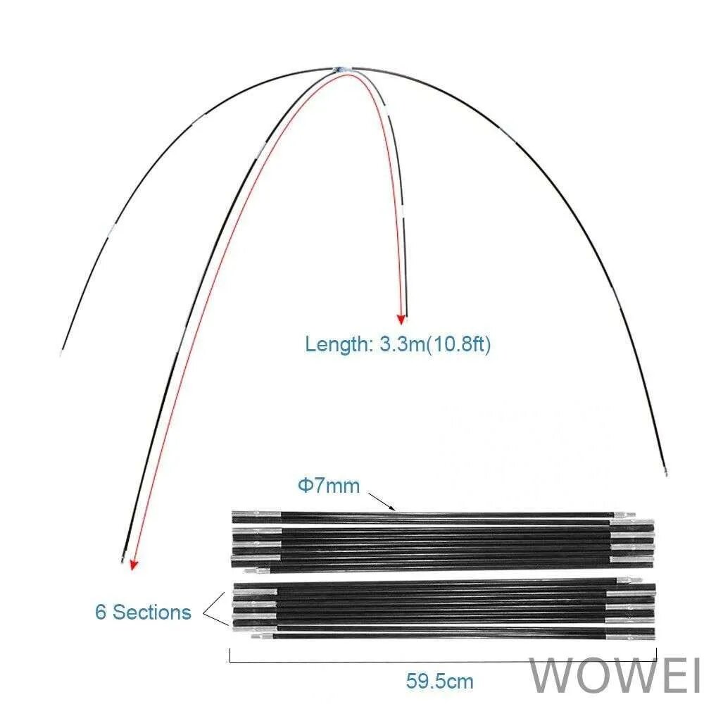 Дуги для вигвама 6 секций 3.3м Каркас для палатки из стеклопластика