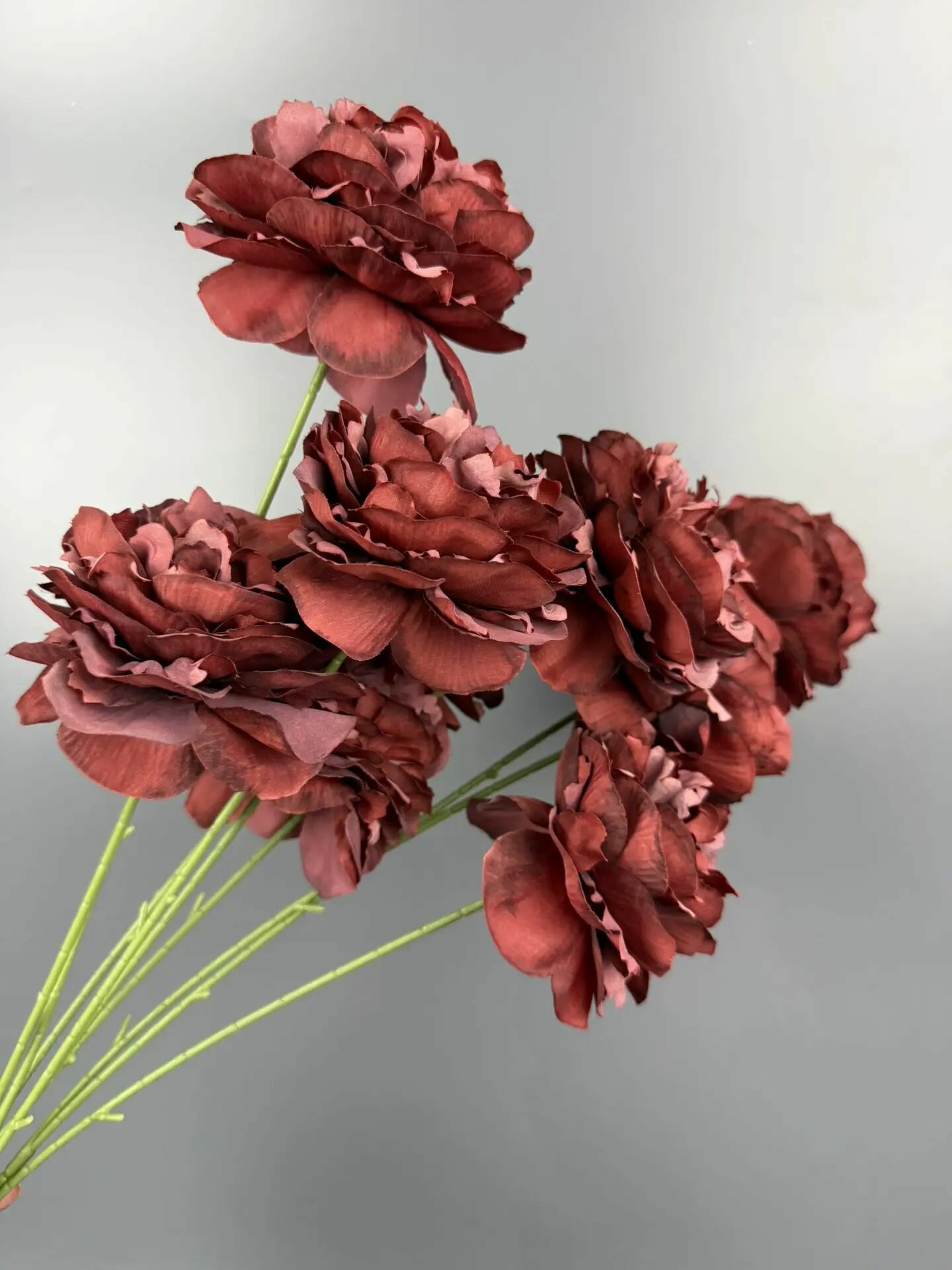 Искусственные цветы пионы для декора флористические на пасху 50 см бордовый 3 ветки