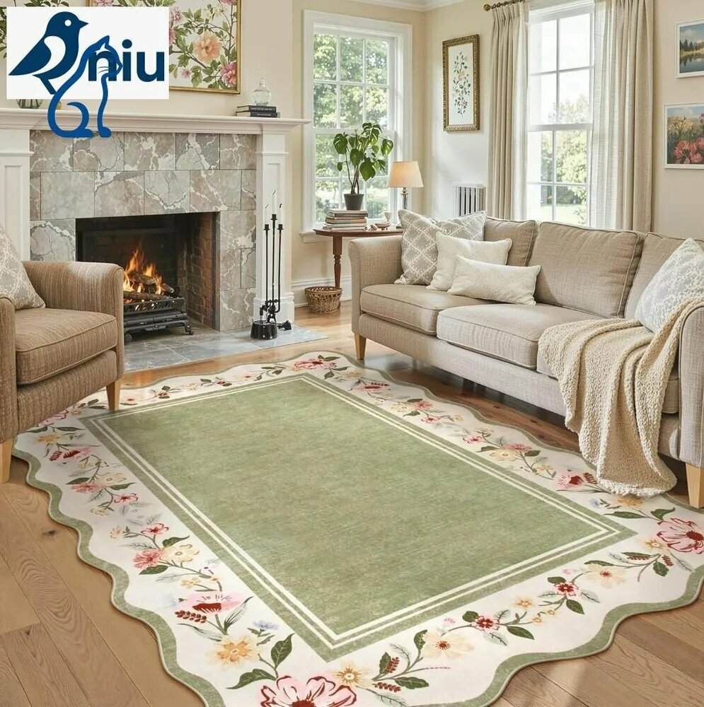 Ковер безворсовый Винтажный цветочный зубчатый узор 150x200 см