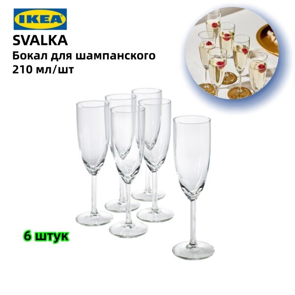 Бокал для шампанского из прозрачного стекла 210 мл, IKEA SVALKA