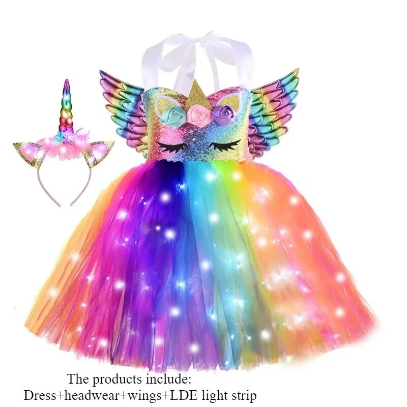 Костюм единорога с подсветкой, Rainbow, 5-6Y
