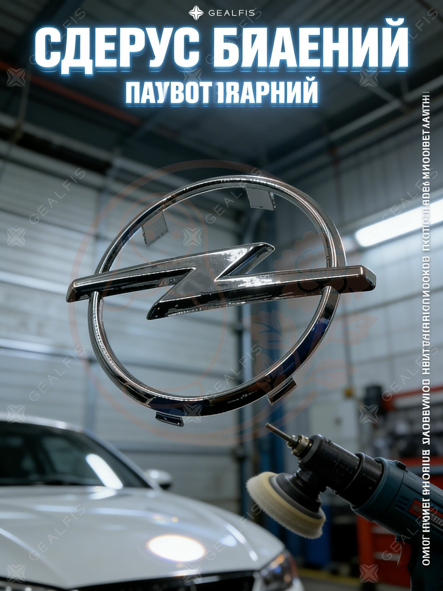 Эмблема решетки радиатора Opel 120x98 мм, значок хром на защелках. Шильдик для Opel Vectra B, Corsa C, Combo, логотип авто