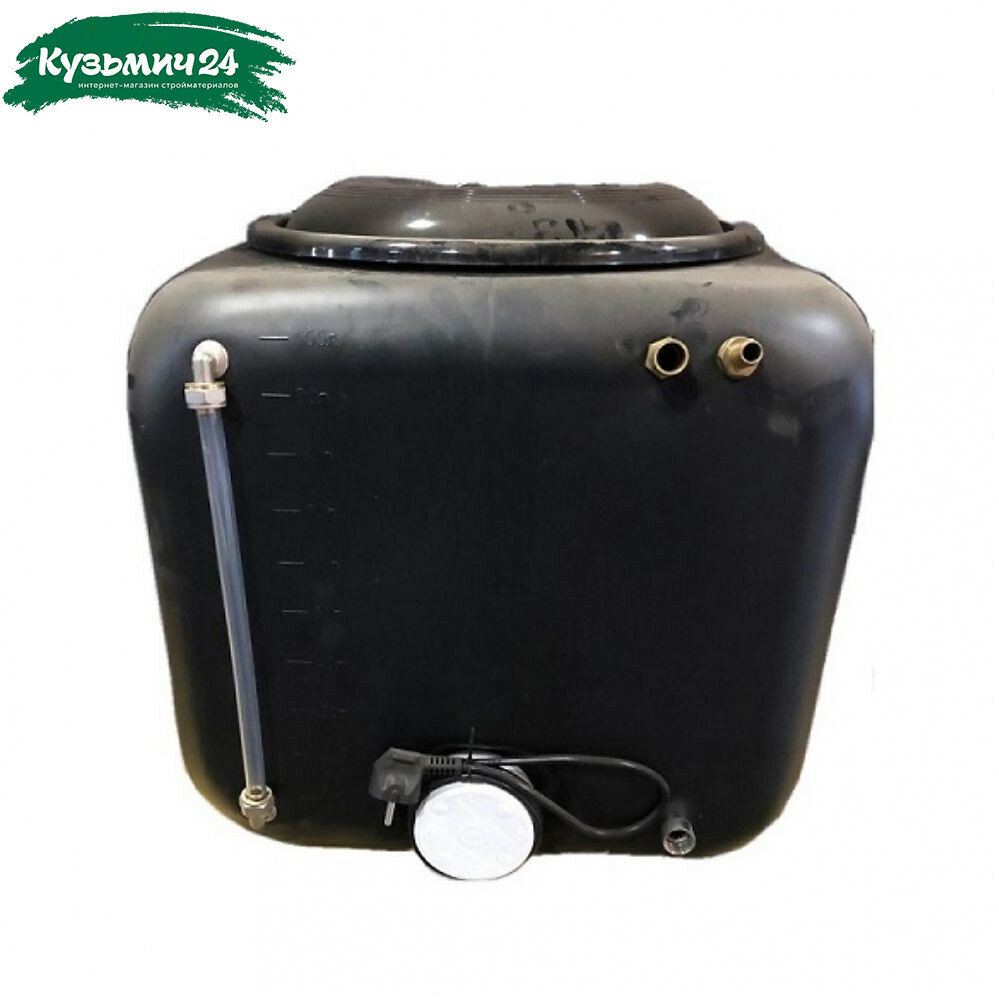 Бак 150 литров с встроенным термостатом, пластиковый, для нагрева воды, черный