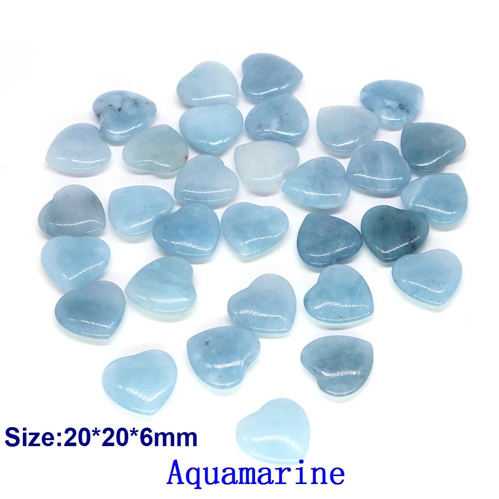Натуральные камни сердечком 20 мм, набор из 1 штуки 5 PCS, Aquamarine