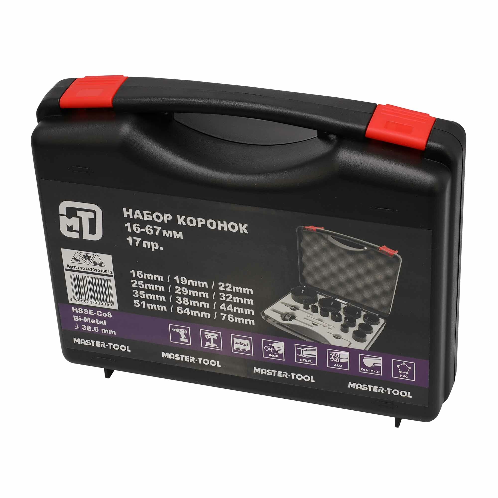 Набор коронок Bi-metall 16-76мм HSSE-Co8 17пр MASTER-TOOL 1014301010012