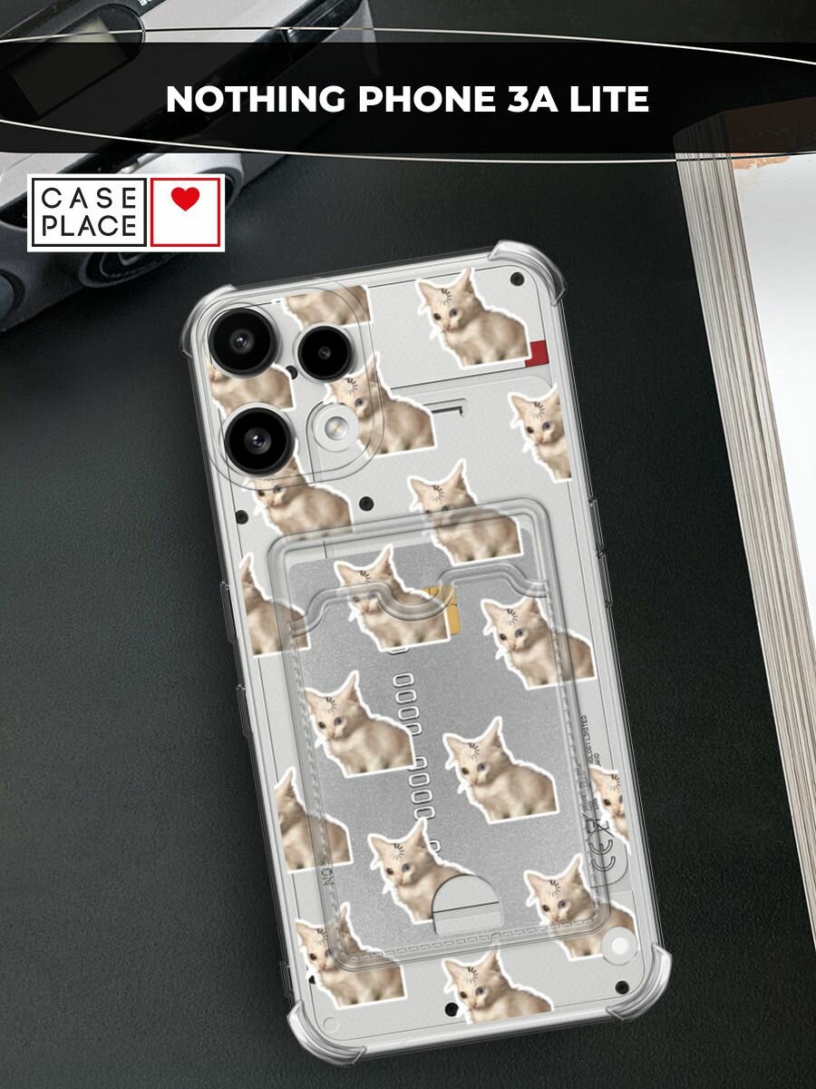 Чехол на Nothing Phone 3a lite (Нотинг Фон 3a Лайт) с картой и принтом Котик загрузка