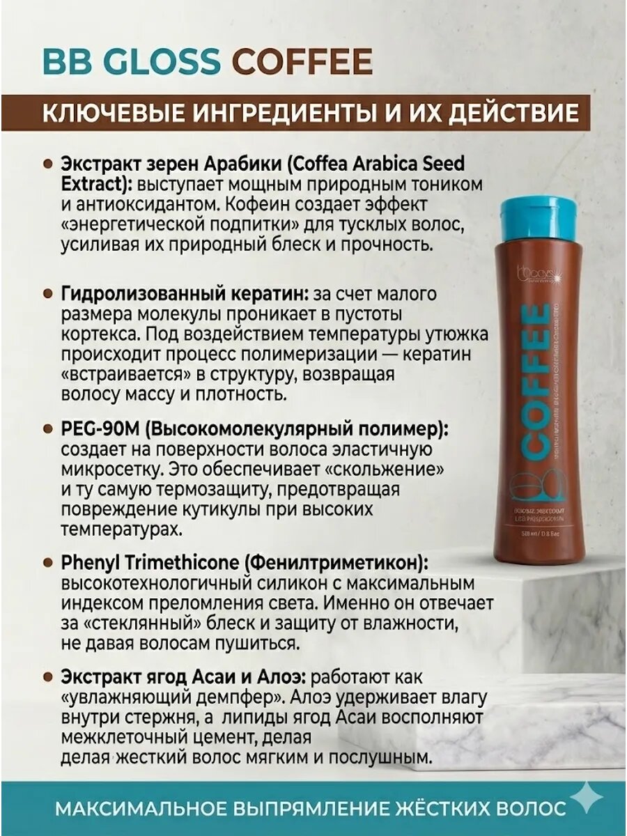 BB Gloss Coffeee кератин 100мл — фото 1
