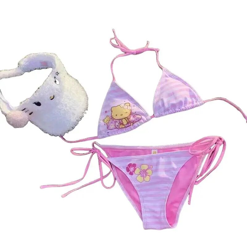 Купальник Sanrio Hello Kitty: креативный, мультяшный, милый, новый, модный, для вечеринок у бассейна, для девочек, милый, кавайный, хит продаж, праздничный подарок — фото 1