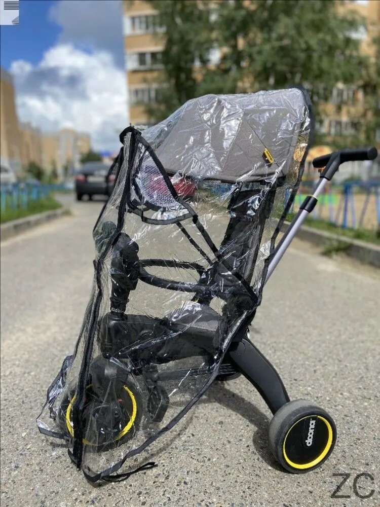 Дождевик на детский трехколесный велосипед прозрачный для защиты от дождя