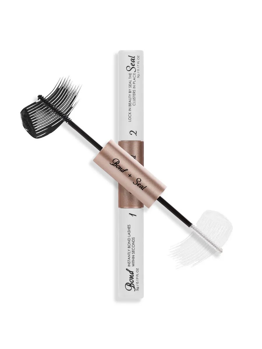 Водонепроницаемый двусторонний двухцветный клей для ресниц, быстросохнущий, супер клейкий, долговечный, с кисточкой для ресниц, дождевик, лакированная коробка, черный + кремовый