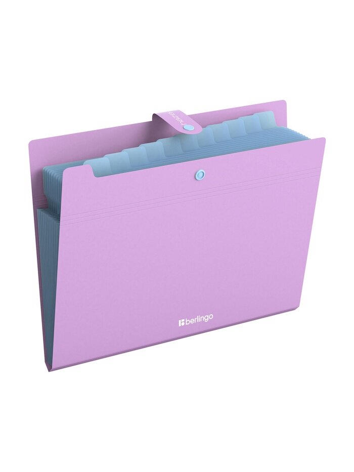 Папка А4 Haze, 12 отделений, 600 мкм, на кнопке, сиреневая