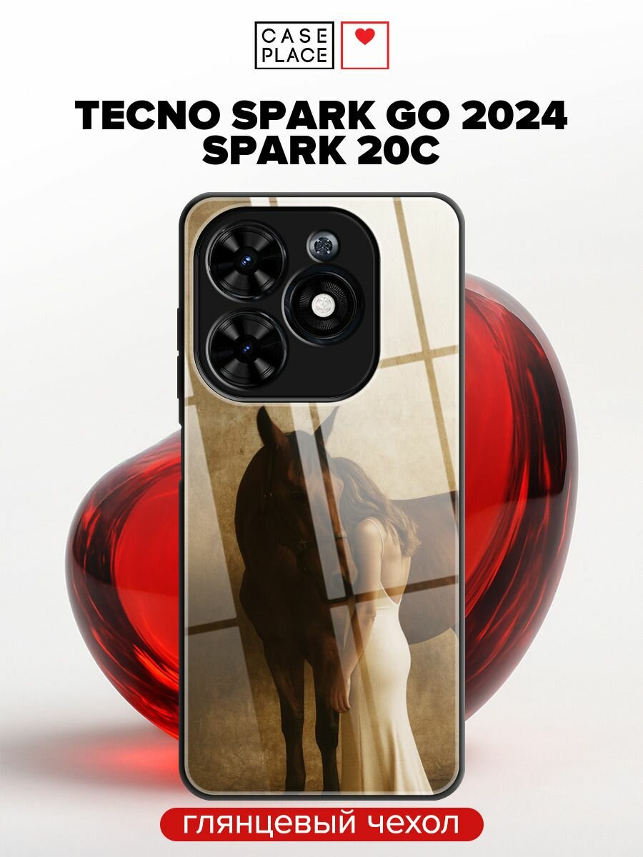 Чехол на Tecno Spark Go 2024/Spark 20C / Текно Спарк Го 2024/Спарк 20С с принтом "Девушка с лошадью"