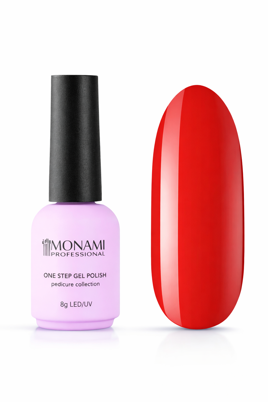 Monami, Гель-лак Pedicure collection 04, 8 гр (алый, без блесток и перламутра, плотный.)