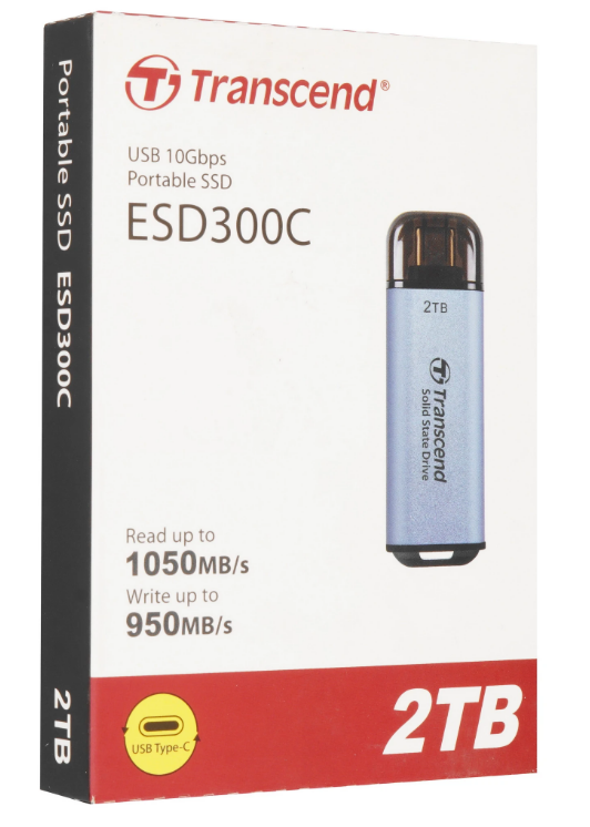 Внешний SSD диск Transcend 2Tb ESD300, USB-C, небесно-голубой (TS2TESD300C)