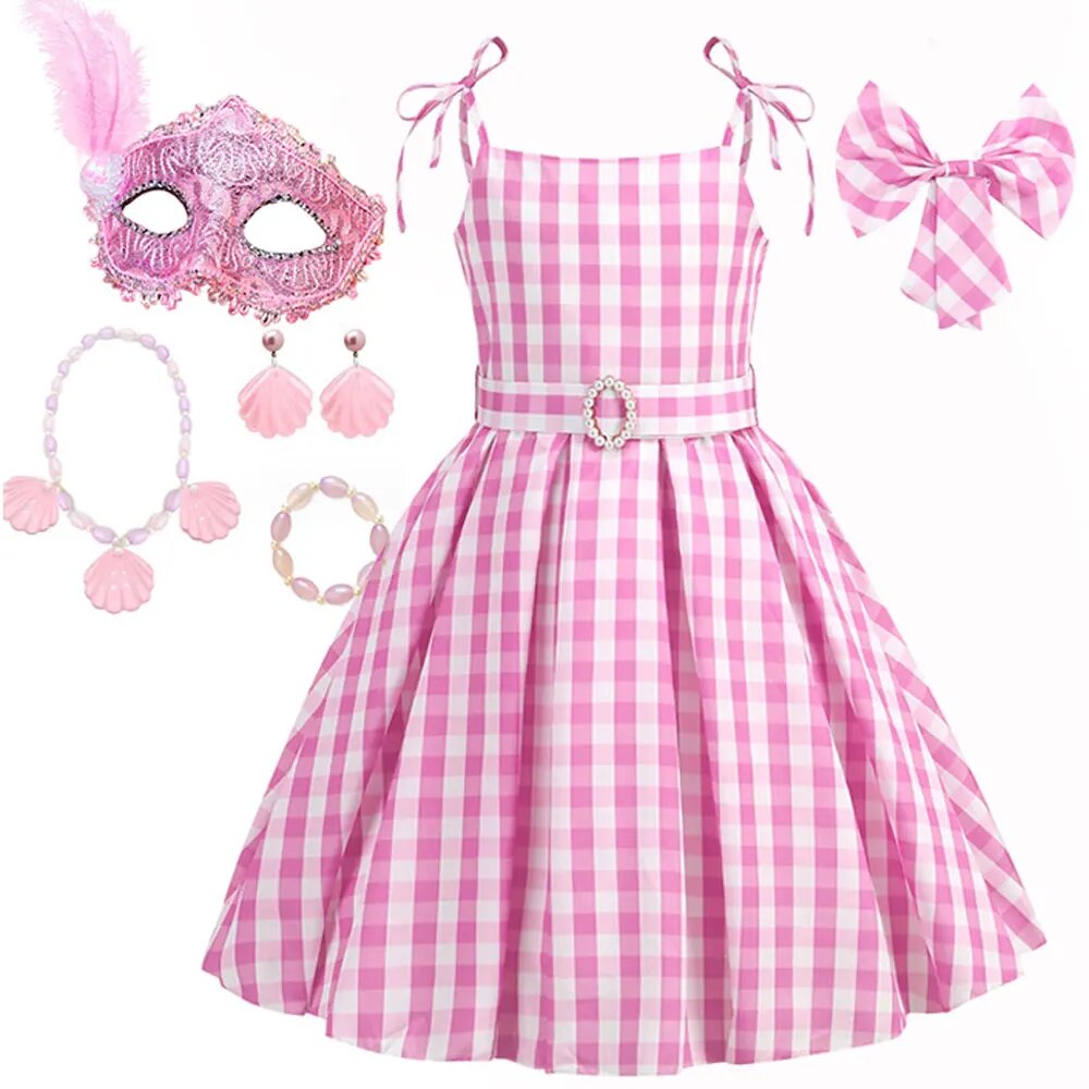 Платье MESOQ для девочки розовое ковбойское 7-8T(TAG 140), Barbi Suit 03