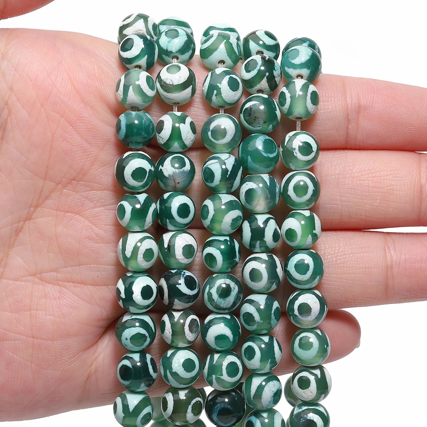 8-10 мм натуральный камень тибетские бусины Дзи мистические древние круглые свободные бусины для изготовления ювелирных изделий Diy браслеты ожерелье аксессуар