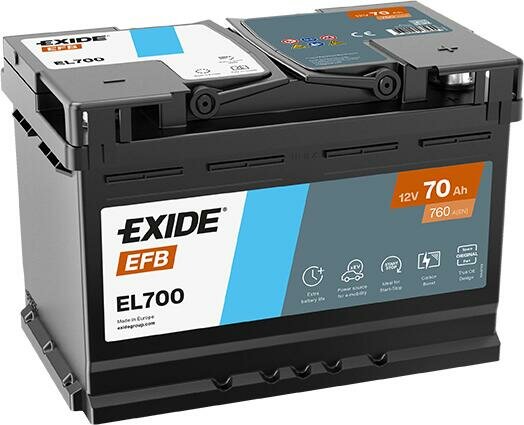 Аккумулятор автомобильный Exide EFB EL700 6СТ-70 обр. (Start-Stop) 278x175x190