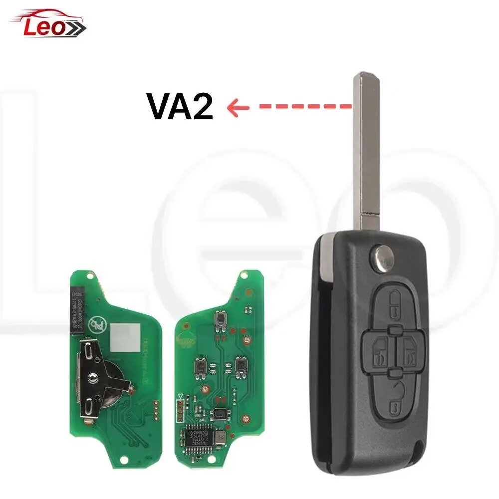 Автоключ Leo Peugeot 1007/Citroen C8, VA2, 4 кнопки, 433 МГц