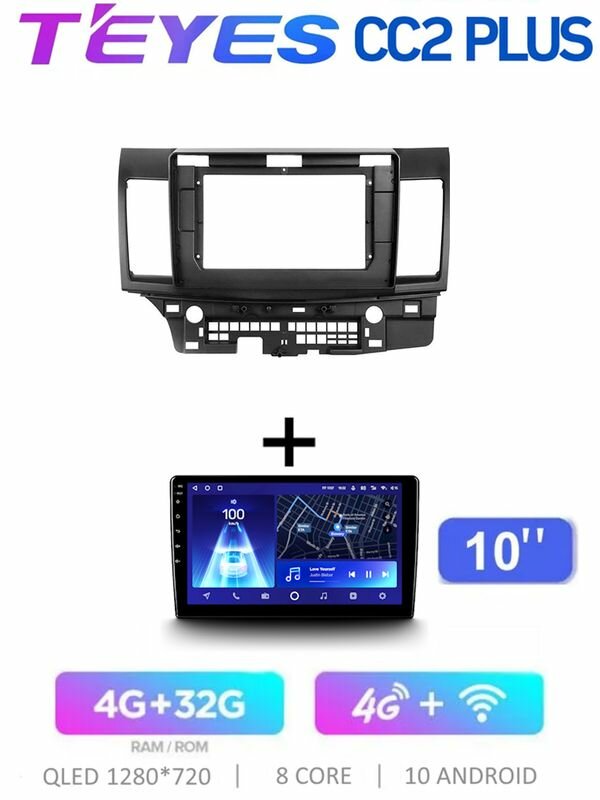 Магнитола 10" Teyes CC2 Plus 4/32 Gb для Mitsubishi Lancer 10 CY 2007-2012 (A)