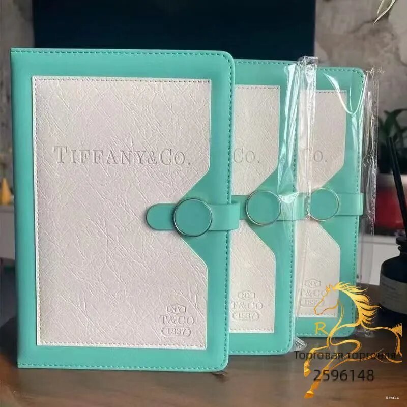 Ежедневник Недатированный A5, 100 листов, Тиффани, с кнопкой, из искусственной кожи