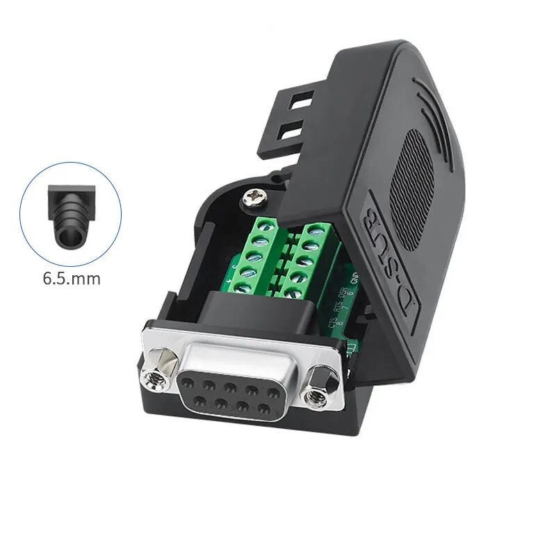 Разъем DB9 RS232 D-SUB 9-контактный разъем «папа-мама» Разъемы RS485 21-24 AWG Black Female nut