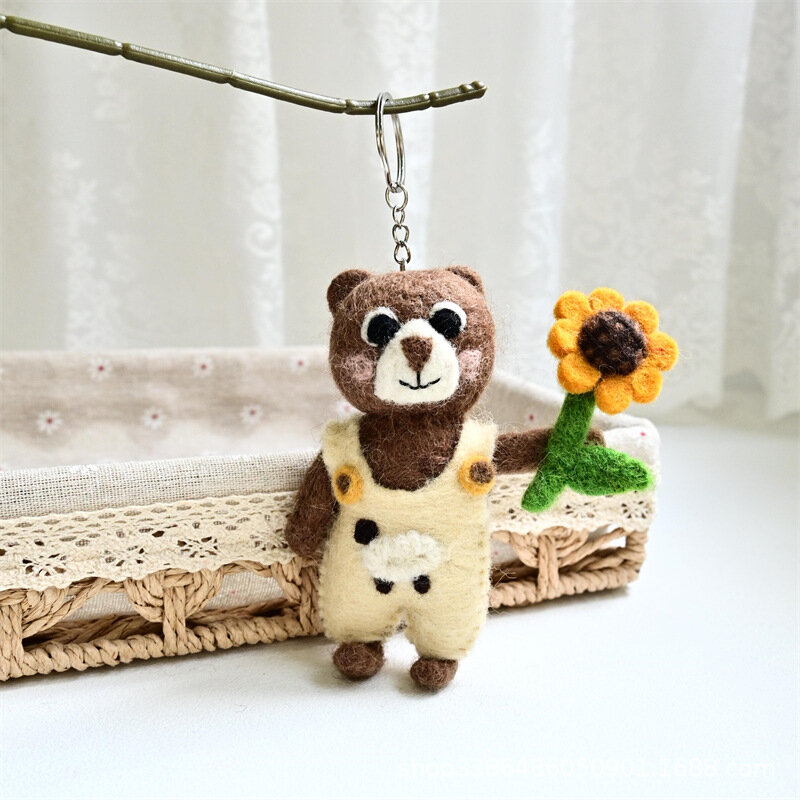 Готовое изделие из непальского шерстяного войлока, милые фигурки животных, такие как медведи и кролики, подвеска для сумки, брелок в стиле Miu.