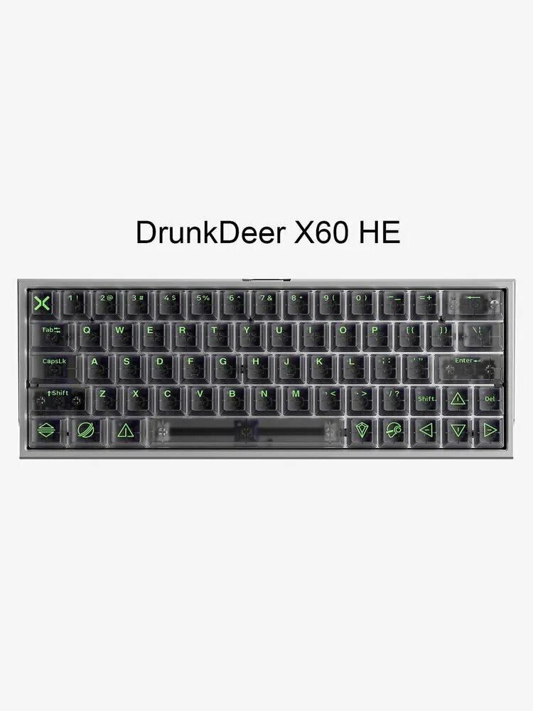 DrunkDeer Игровая клавиатура проводная X60 HE магнитная Клавиатура с подсветкой быстрого запуска, Английская раскладка, серый