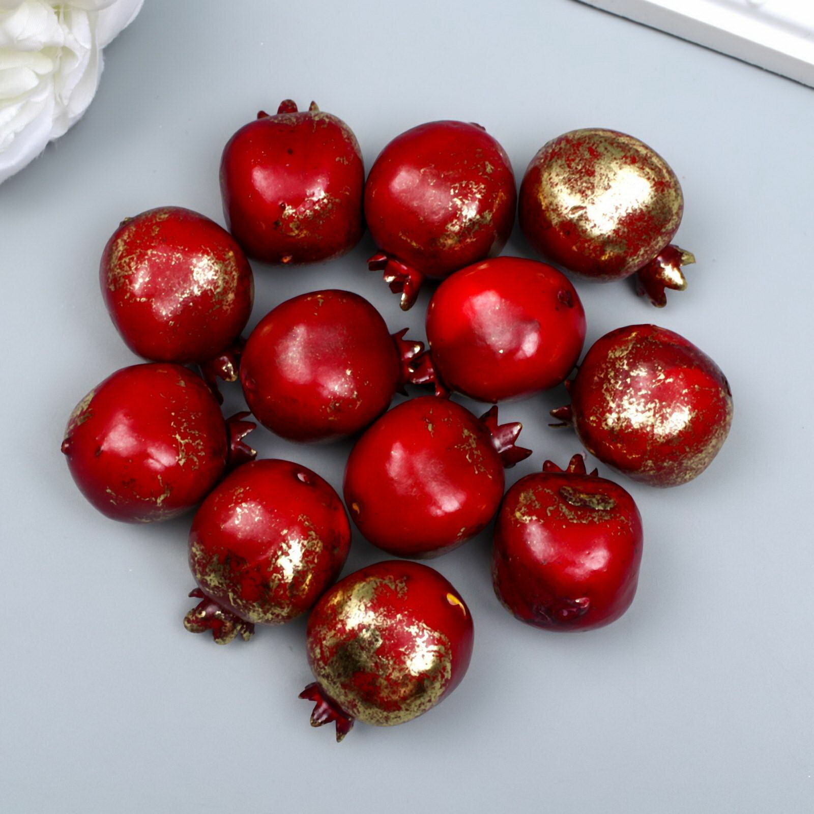 Декор для творчества "Гранат", набор 12 шт, 3.5x2.5x2.5 см, вид декора: декоративные украшения