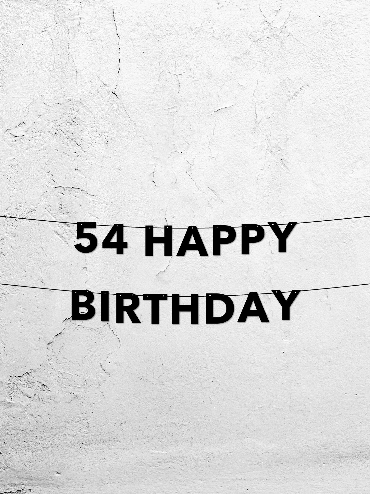 Многоразовая гирлянда с надписью '54 Happy Birthday' яркий декор для праздников, буквы высотой 10 см и толщиной 1 мм, идеальна для фотосессий и торжеств!