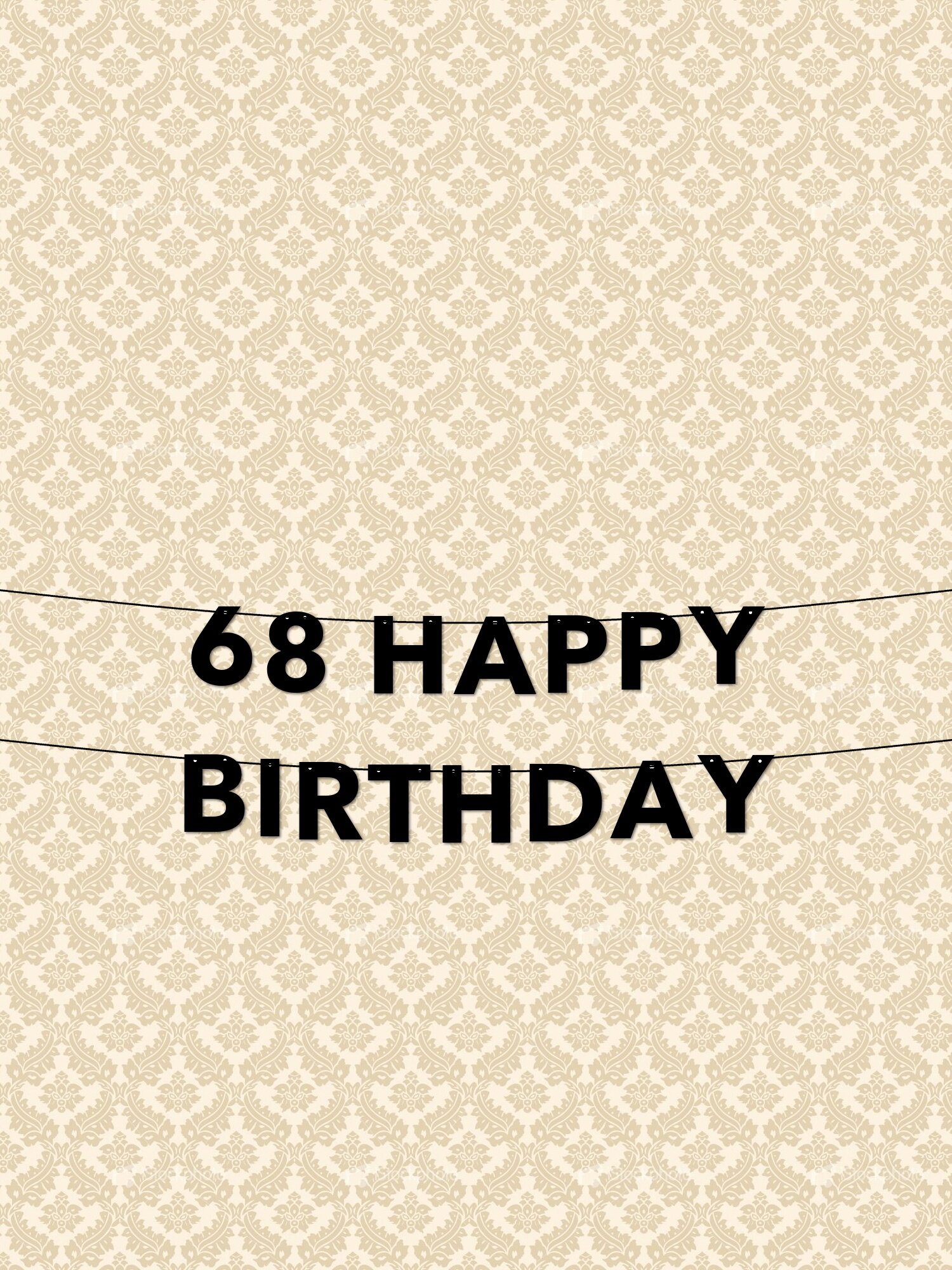 Буквенная гирлянда '68 Happy Birthday' - Декоративная растяжка для праздников и фотосессий, высота букв 10 см, толщина букв 1 мм, декор для создания атмосферы