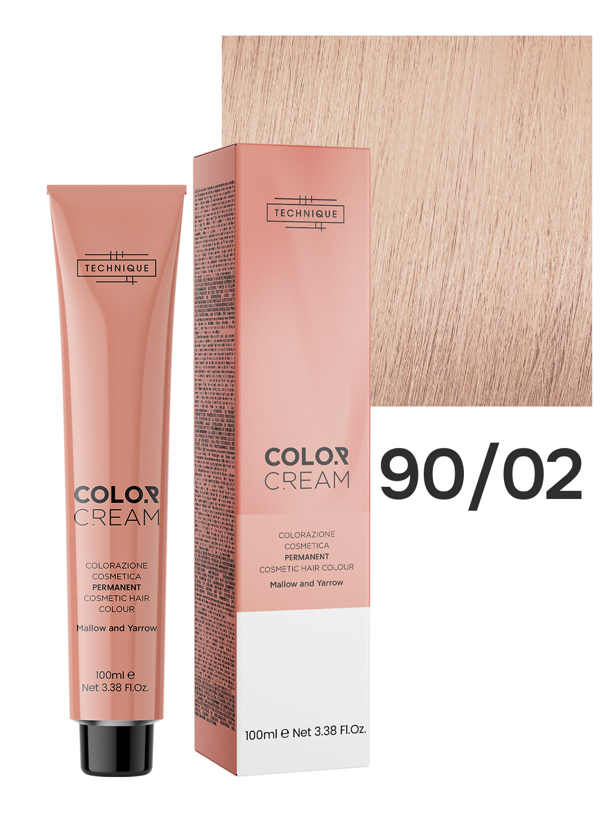 Крем - краска для тонирования волос профессиональная Technique Color Cream Permanent Cosmetic Hair Colour 90.02 Тонер Перламутровый, 100 мл
