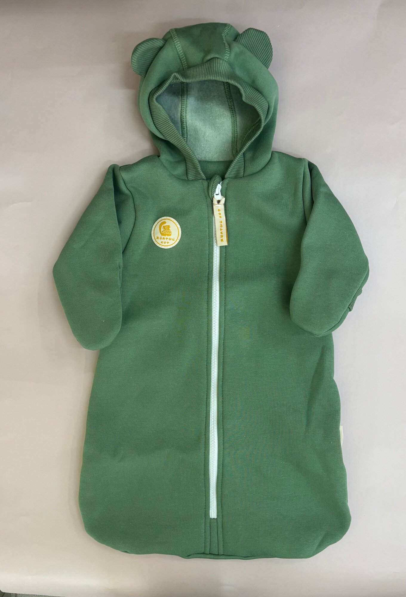 Конверт-комбинезон для новорожденных утепленный Жёлтый кот-1108ф3- жёлтый-62