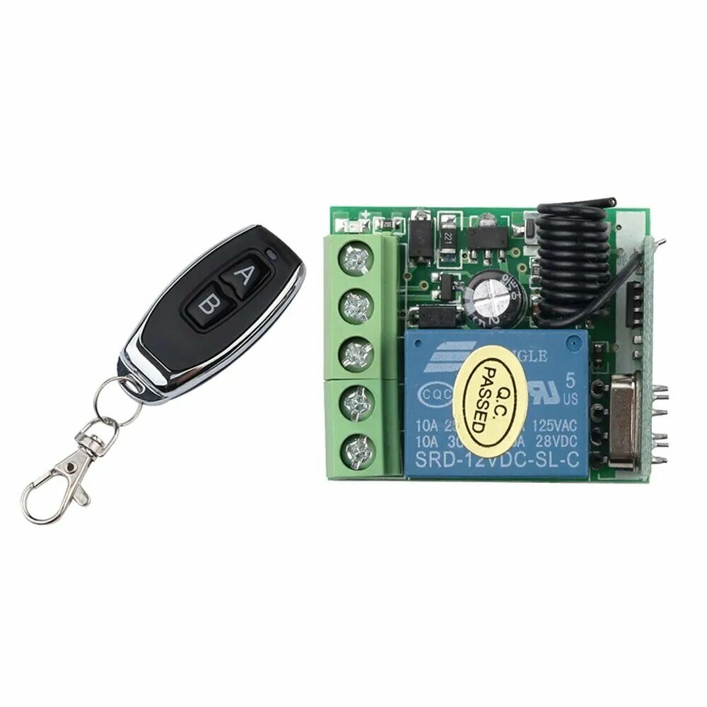 Одноканальное реле радиоуправления 12 В 433 МГц + беспроводной пульт дистанционного управления