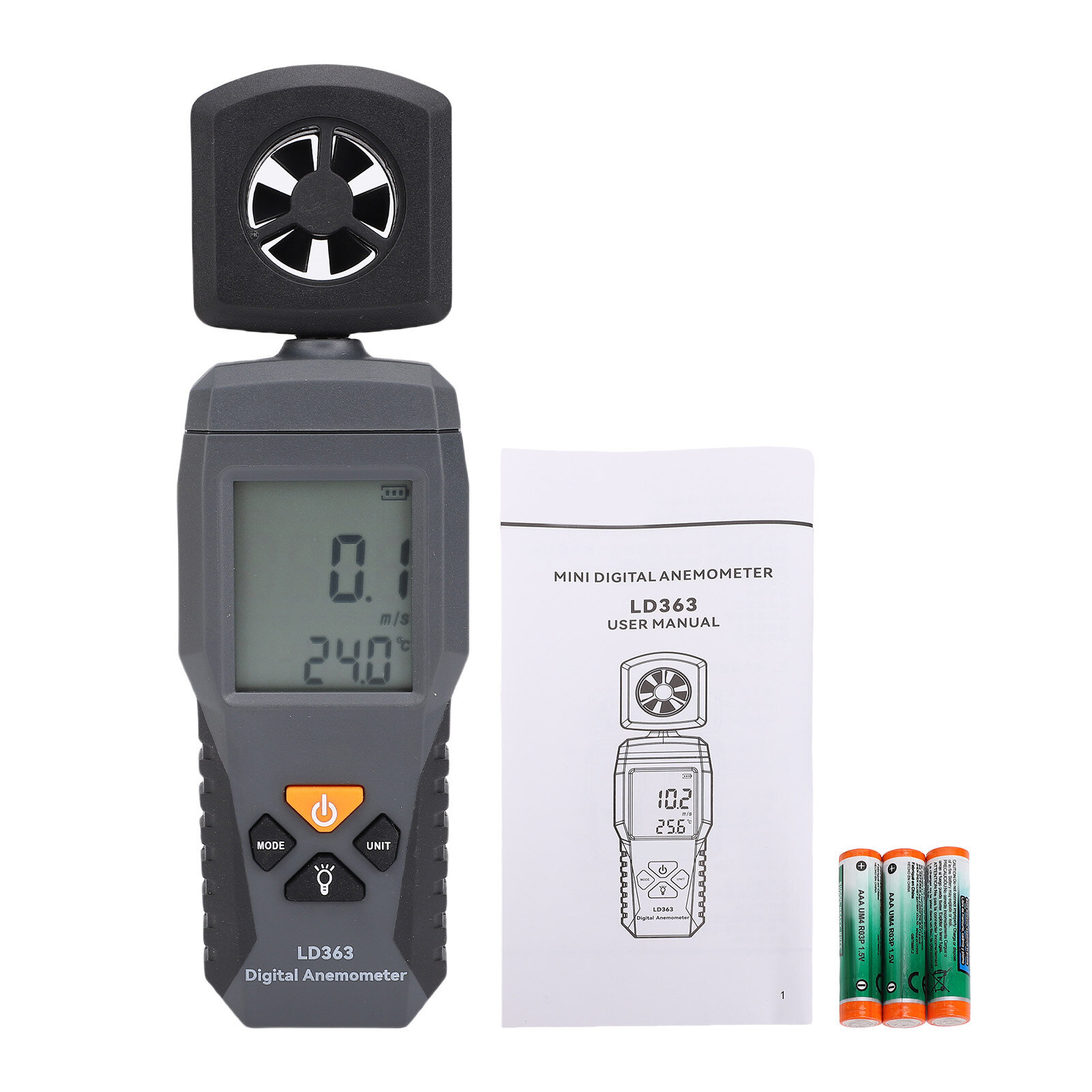 Цифровой анемометр с подсветкой, измеритель скорости ветра и температуры