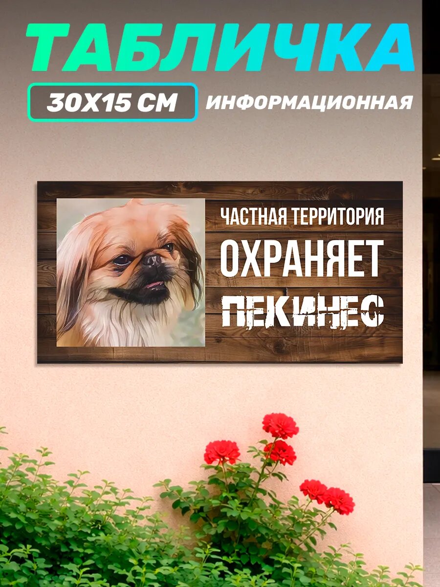 Табличка уличная информационная Охраняет Пекинес
