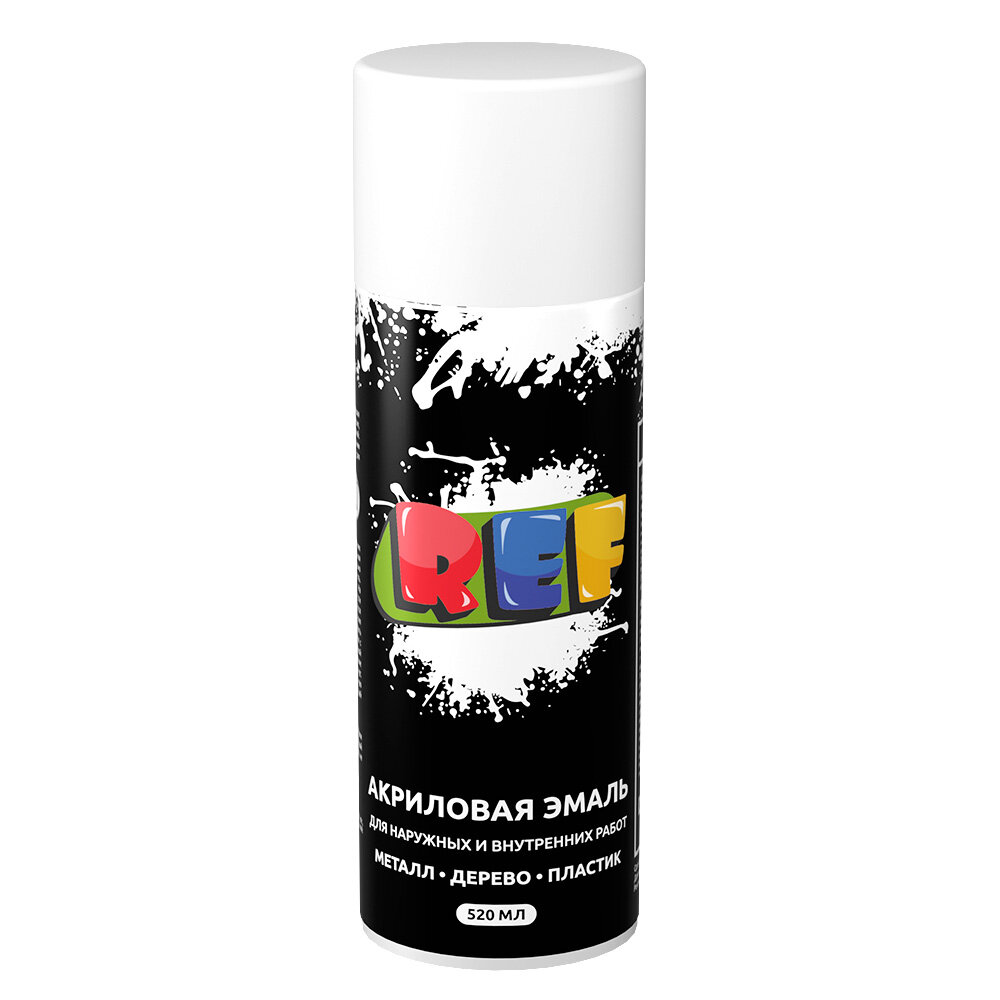 Аэрозольная краска акриловая белая глянцевая (коробка 6 шт по 520 мл) эмаль быстросохнущая, универсальная / REF