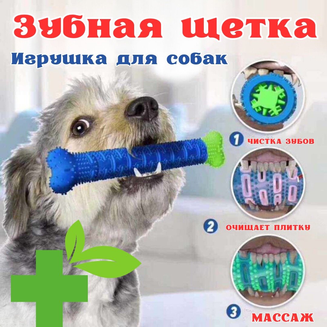 Зубная щетка-игрушка для собак / Жевательная резиновая косточка / Массажер для зубов и десен у собак