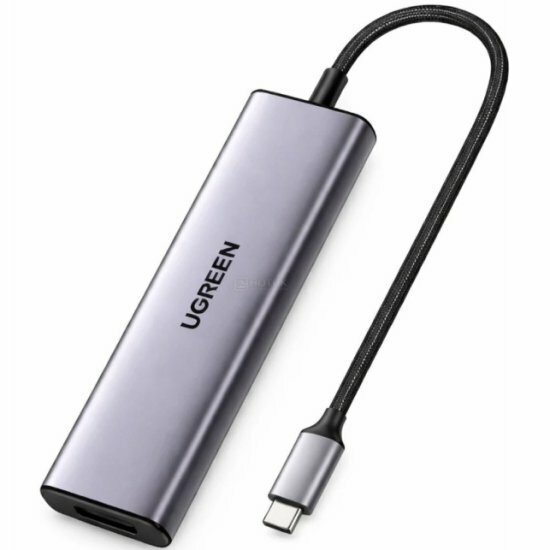 Хаб (разветвитель) Ugreen CM511 6-in-1, USB-C, 3*USB-C/2*USB-A, темно-серый(75586)