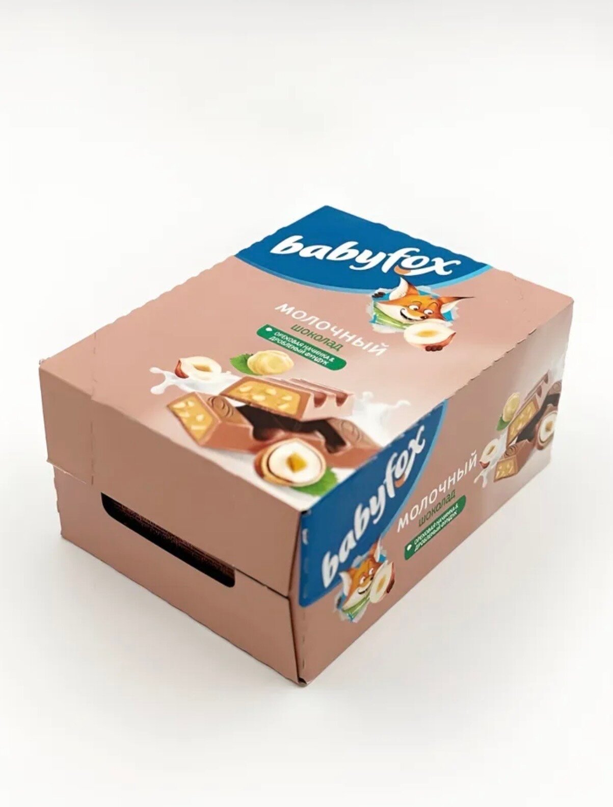 Батончик BabyFox с ореховой начинкой и дроблённым фундуком, 30 шт х 45 гр.