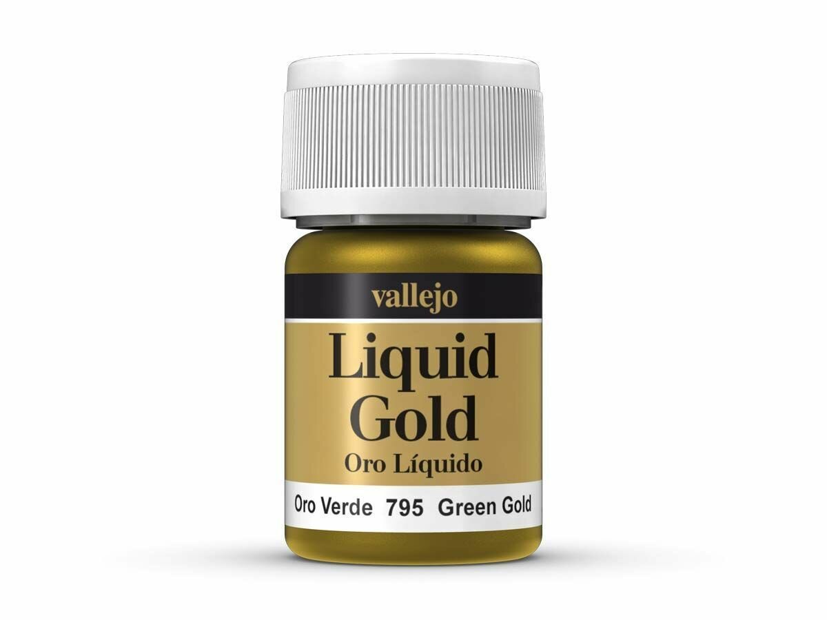 Краска Vallejo серии Liquid Gold - Green Gold, спиртовой металлик (35 мл) 70.795