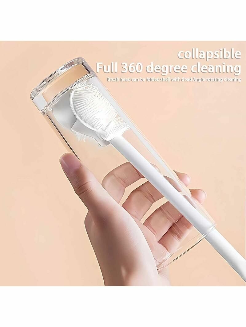 Ершик для бутылок и стаканов 2 шт, щетка для чистки узких мест, кружек, термосов, детских бутылочек, белый