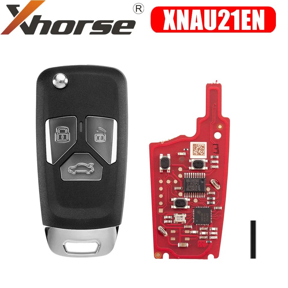 XHORSE XNAU21EN Универсальный беспроводной выкидной ключ-пульт VVDI второго поколения в стиле Audi с 3/4 кнопками, 1 шт.