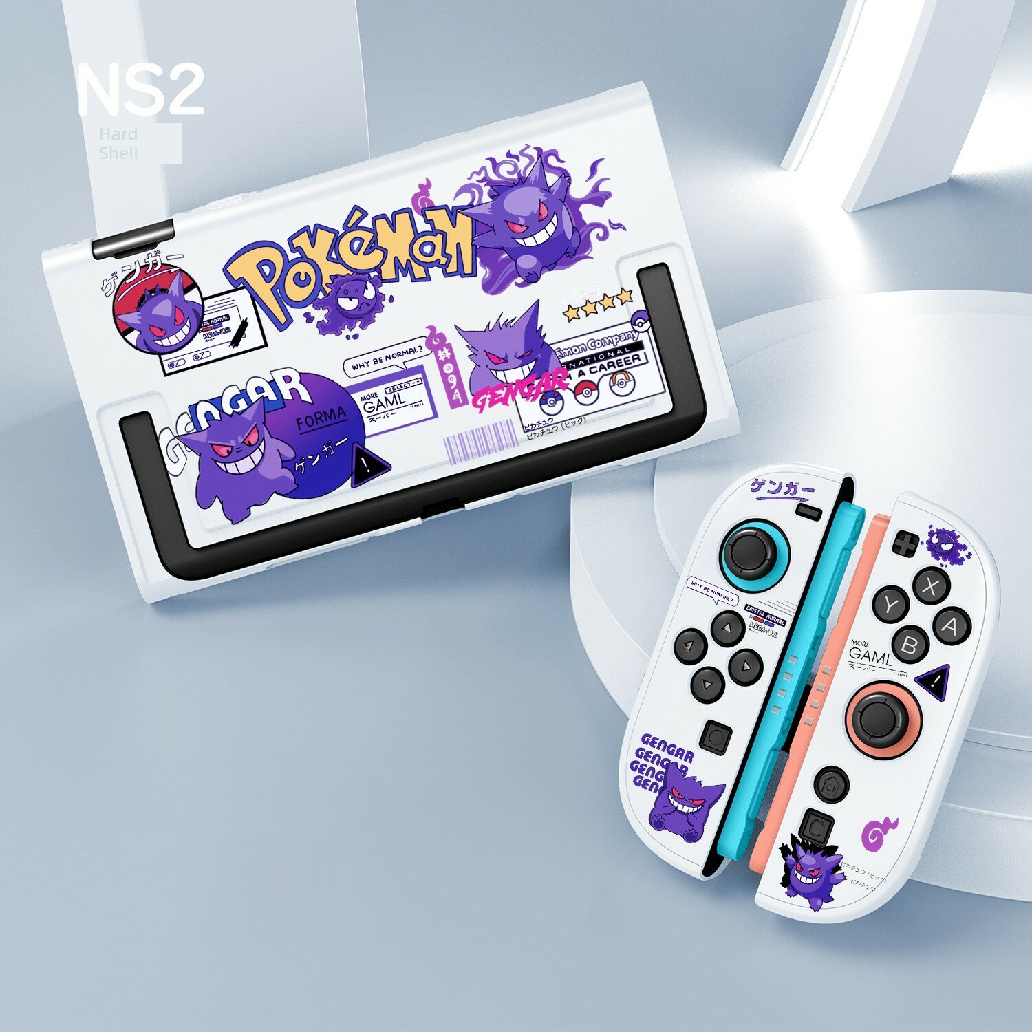 Премиум-кейс для Nintendo Switch 2 с откидной подставкой, белый жесткий корпус, аниме-дизайн Гентай