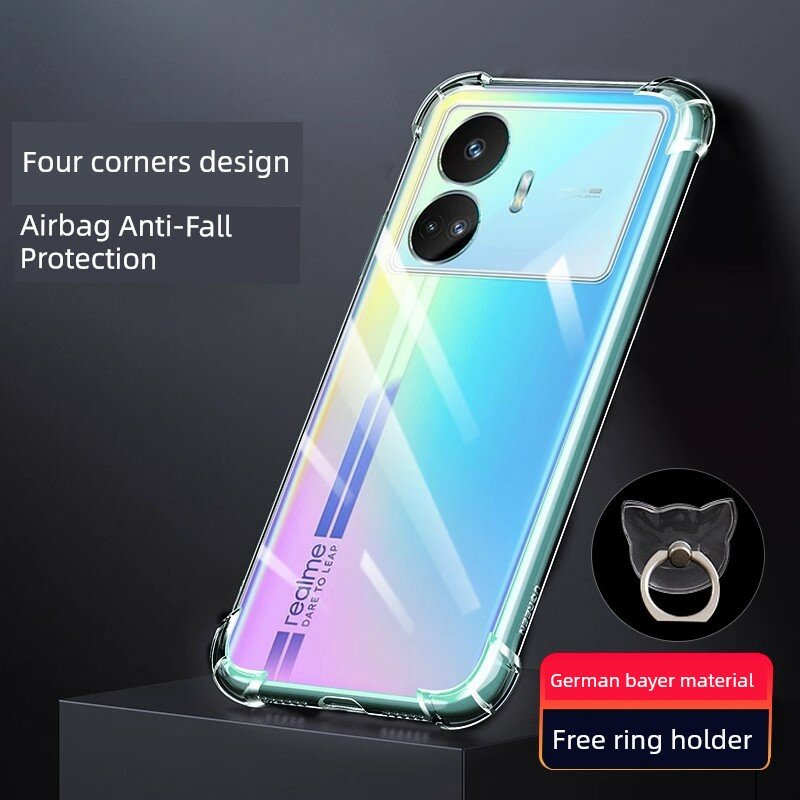 Realme GT Neo5 SE Прозрачный силиконовый чехол с воздушной подушкой и кольцевой подставкой