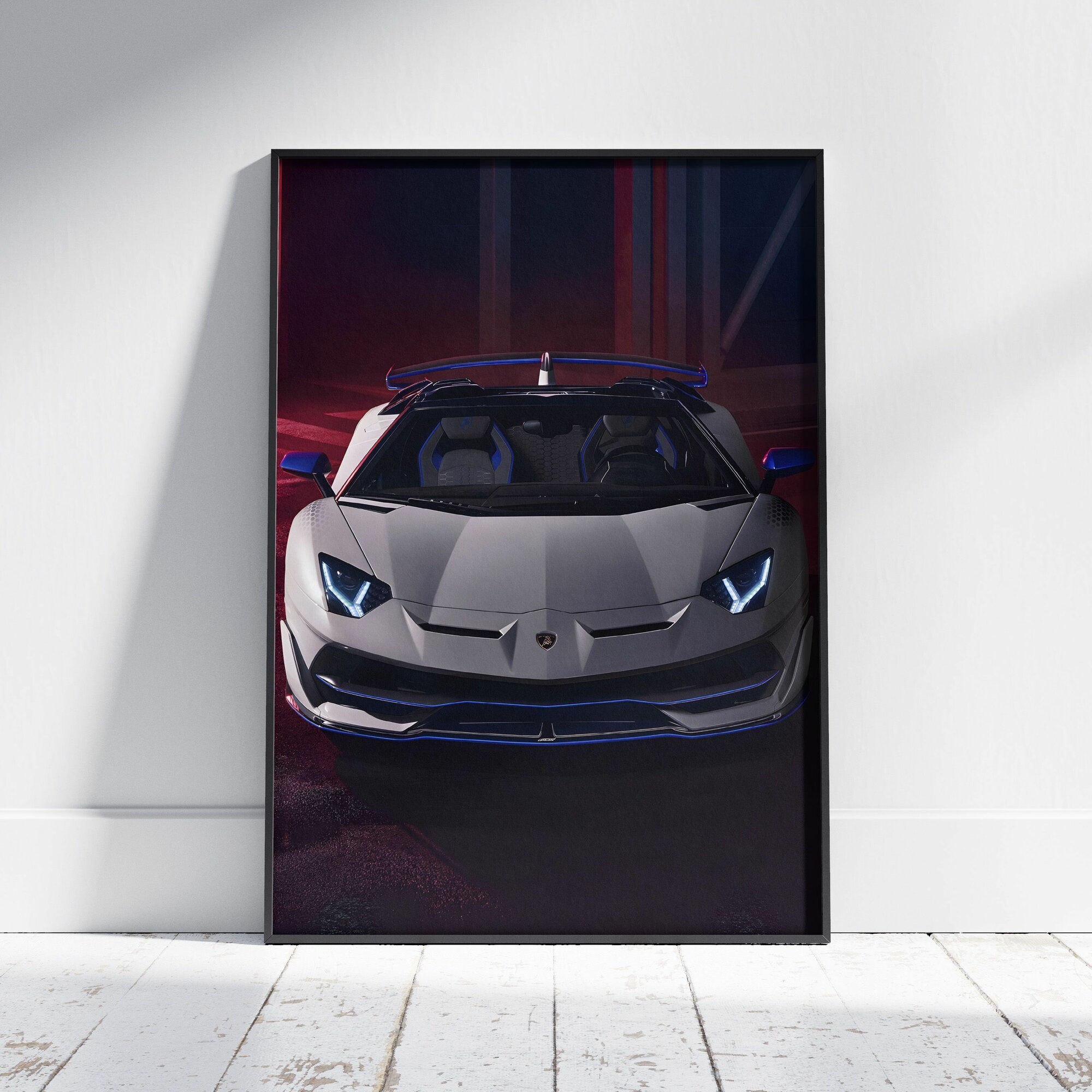 Плакат на стену для интерьера Кабриолет (Lamborghini Aventador SVJ Roadster 6) - Постер по машинам родстерам с открытым верхом формата А4 (21x30 см)