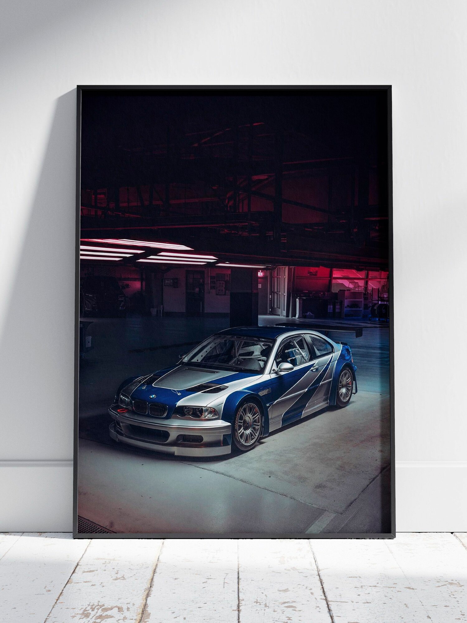 Плакат на стену для интерьера Легенды Авто (БМВ M3 GTR - BMW M3 GTR 2) - Постер по машине формата A4 (21x30 см)