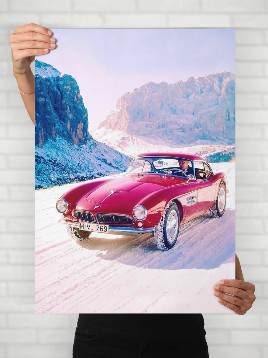 Плакат на стену для интерьера Легенды Авто (БМВ 507 - BMW 507) - Постер по машине формата A1 (61x84 см)